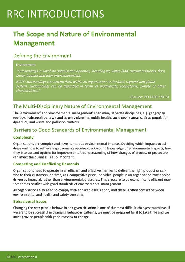 NEBOSH Environmental Management Certificate